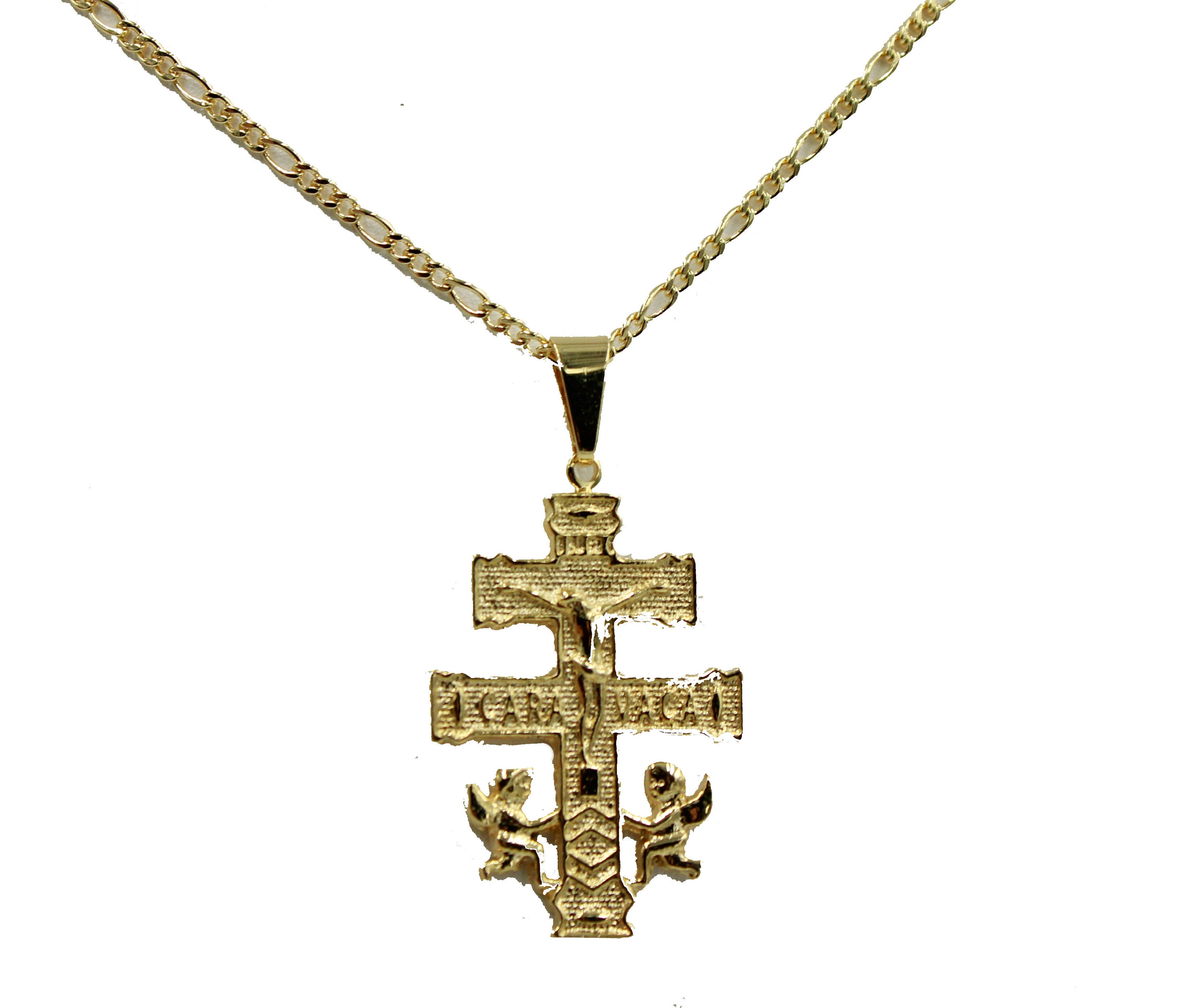 Caravaca Cross Pendant 18k Gold Plated with 22 inch Chain | Etsy