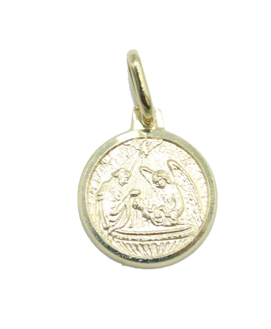 Baptism Round Medal 14k Solid Gold Mi Bautizo 14k Gold Medal Medalla ...