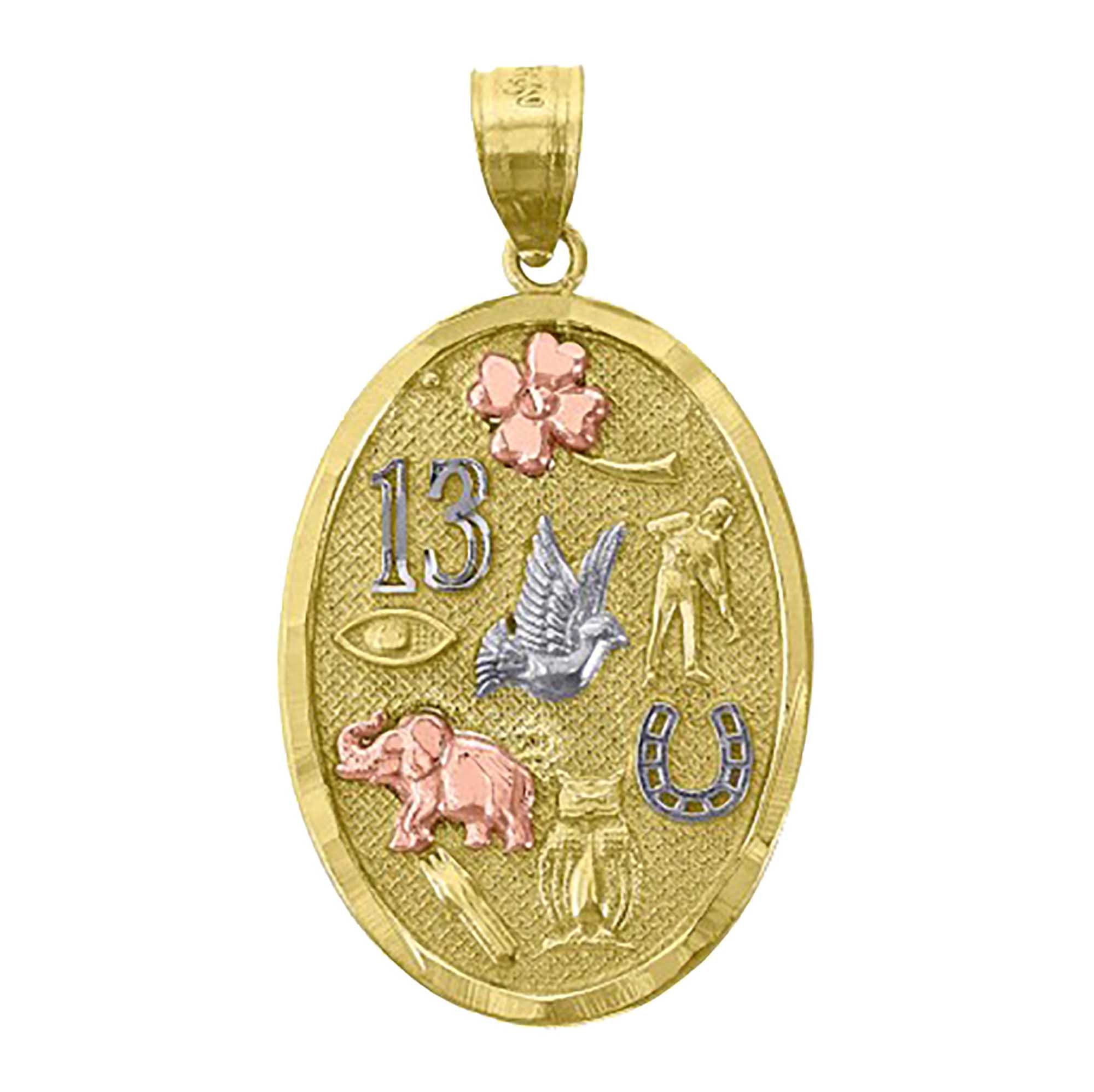 Lucky 7 Talisman Good Luck Oval Pendant 14k Gold Pendant Good | Etsy