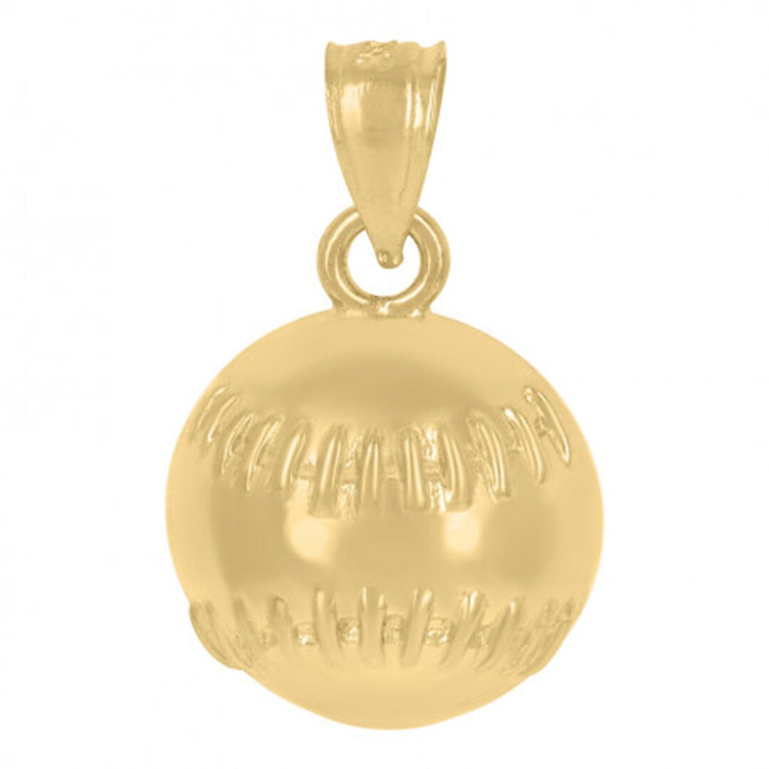 Baseball Ball Sport Pendant 10k Solid Yellow Gold Pendant Baseball ...
