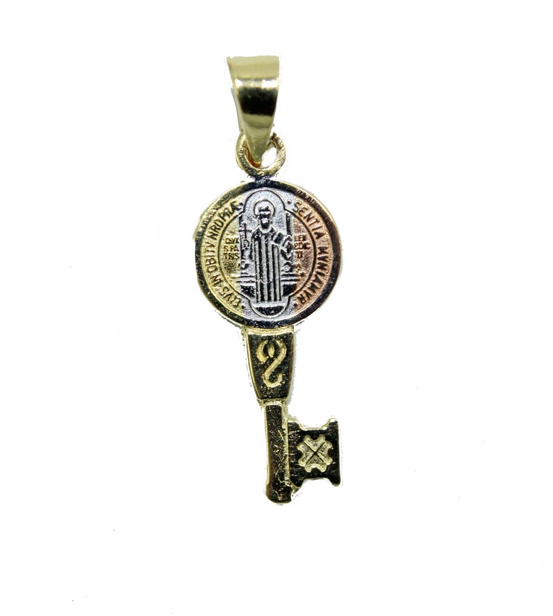 San Benito Key Medal With 20 Inch Chain Saint Benedict 18k - Etsy