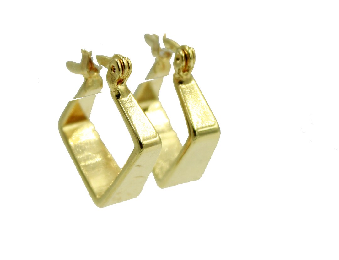 Diamond Shape Hoops 18k Gold Plated Hoops Diamond Shape - Etsy