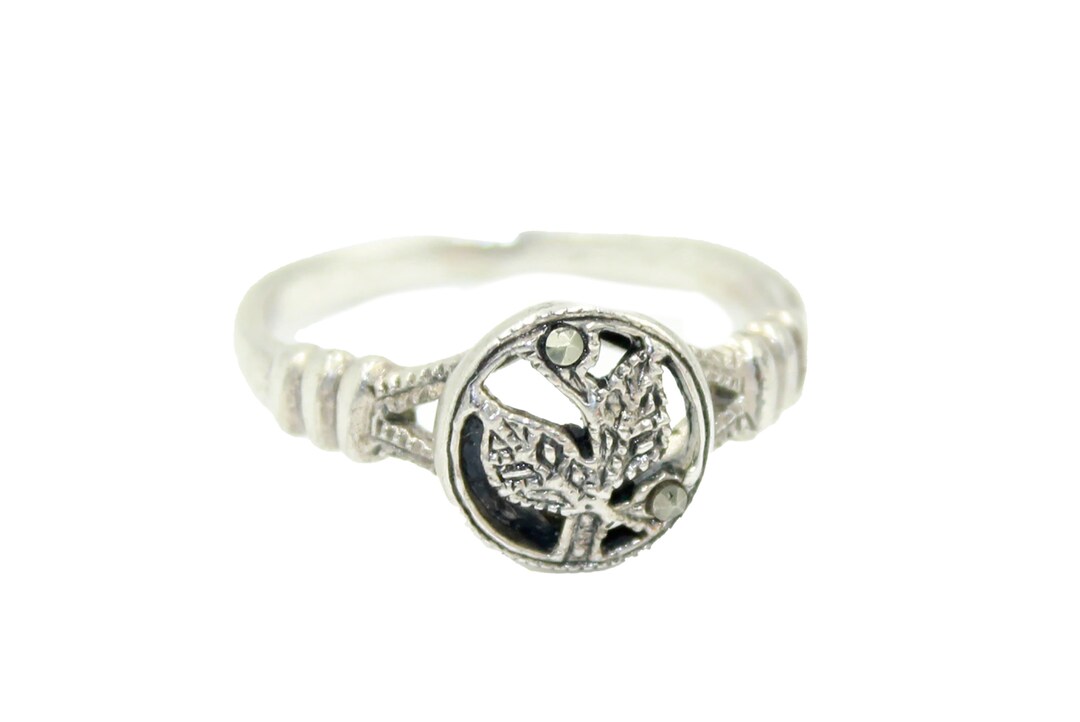 Leaf Marcasite Ring .925 Sterling Silver Leaf Marcasite Ring - Etsy España