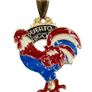 Puerto Rico Rooster Flag 18K Gold Plated Pendant With 24 Inch Chain - Etsy