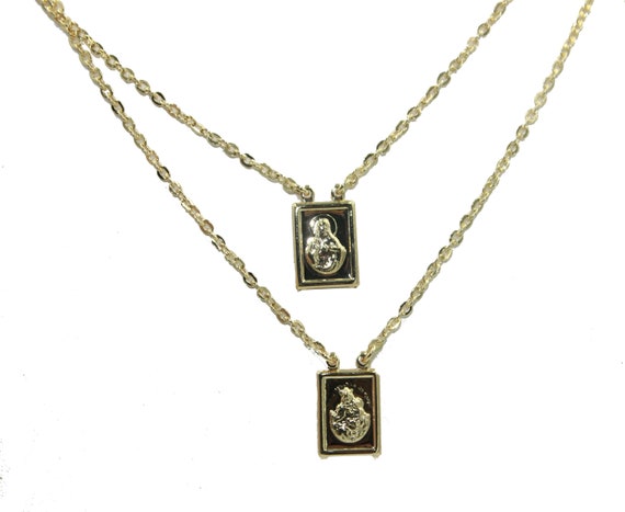 Scapular 18k Gold Plated Adjustable Necklace Escapulario | Etsy