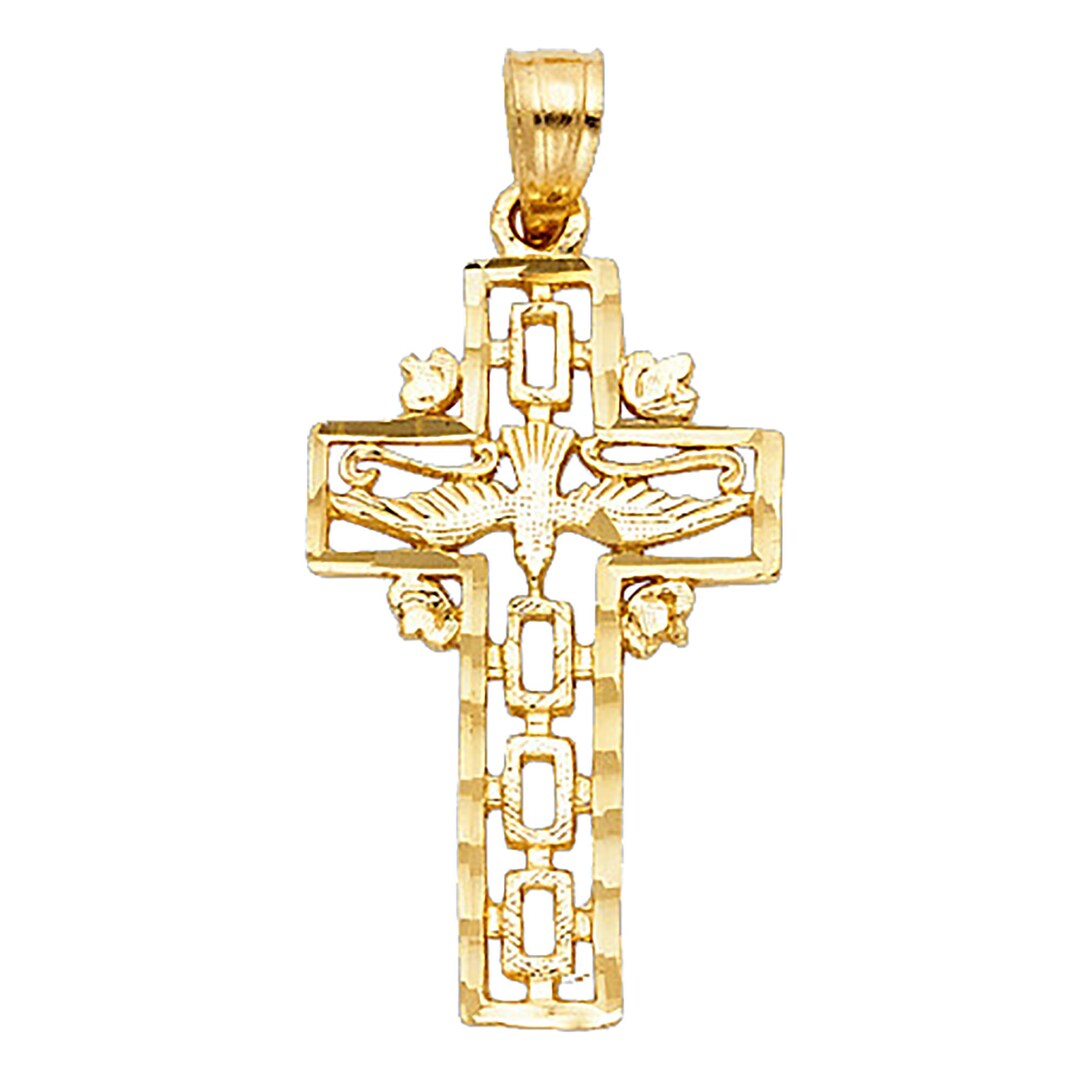 Holy Spirit Cross Espiritu Santo Cruz 14k Yellow Gold Holy - Etsy