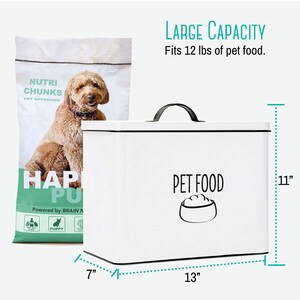 White Pet Food Container, Farmhouse Pet Food Storage Bin, Dog Food Bin ...
