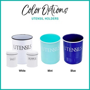 Mint Utensil Holder for Kitchen, Tin Metal Utensils Holder, Countertop ...