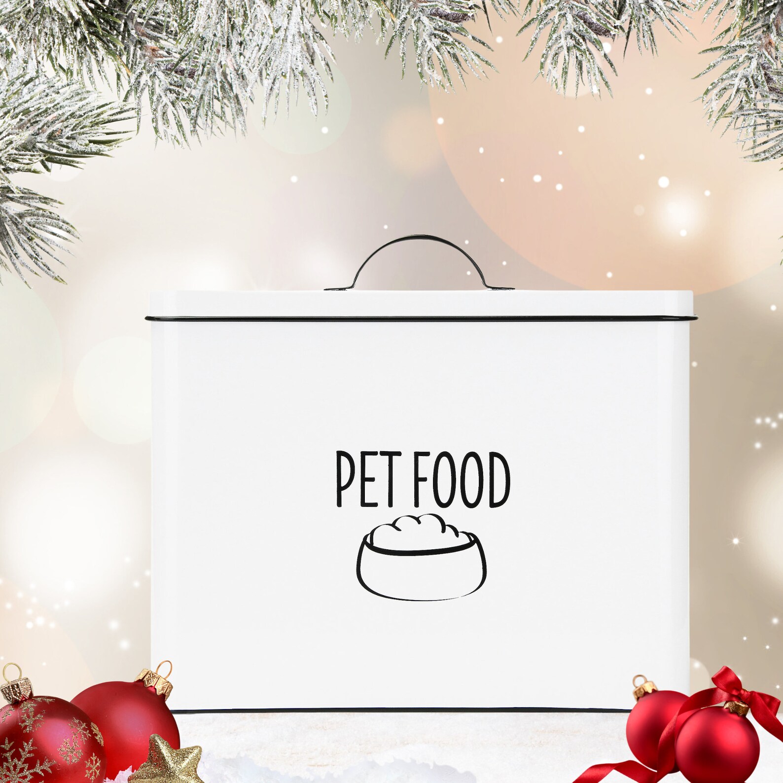 White Pet Food Container Farmhouse Pet Food Storage Bin Dog - Etsy