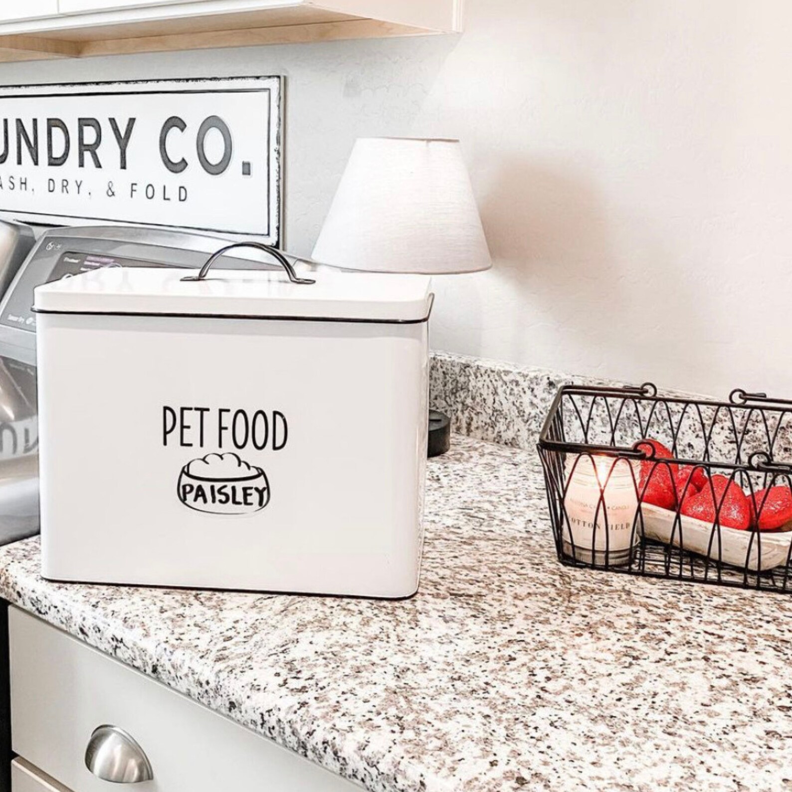 White Pet Food Container Farmhouse Pet Food Storage Bin Dog - Etsy