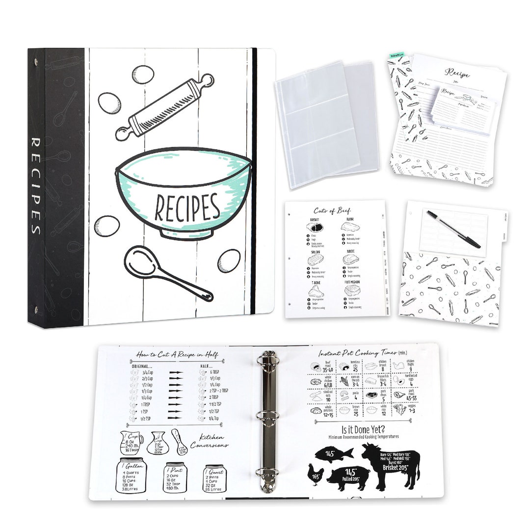 Farmhouse Recipe Binder W/ Recipe Cards Recipe Dividers & Blank Recipe ...