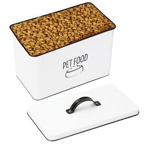 White Pet Food Container, Farmhouse Pet Food Storage Bin, Dog Food Bin ...