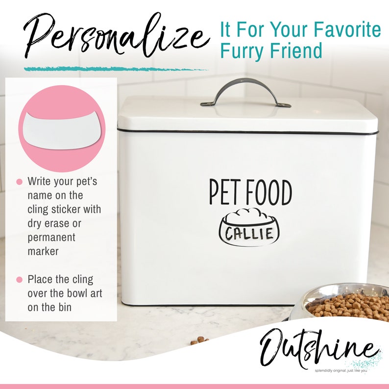 White Pet Food Container Farmhouse Pet Food Storage Bin Dog - Etsy