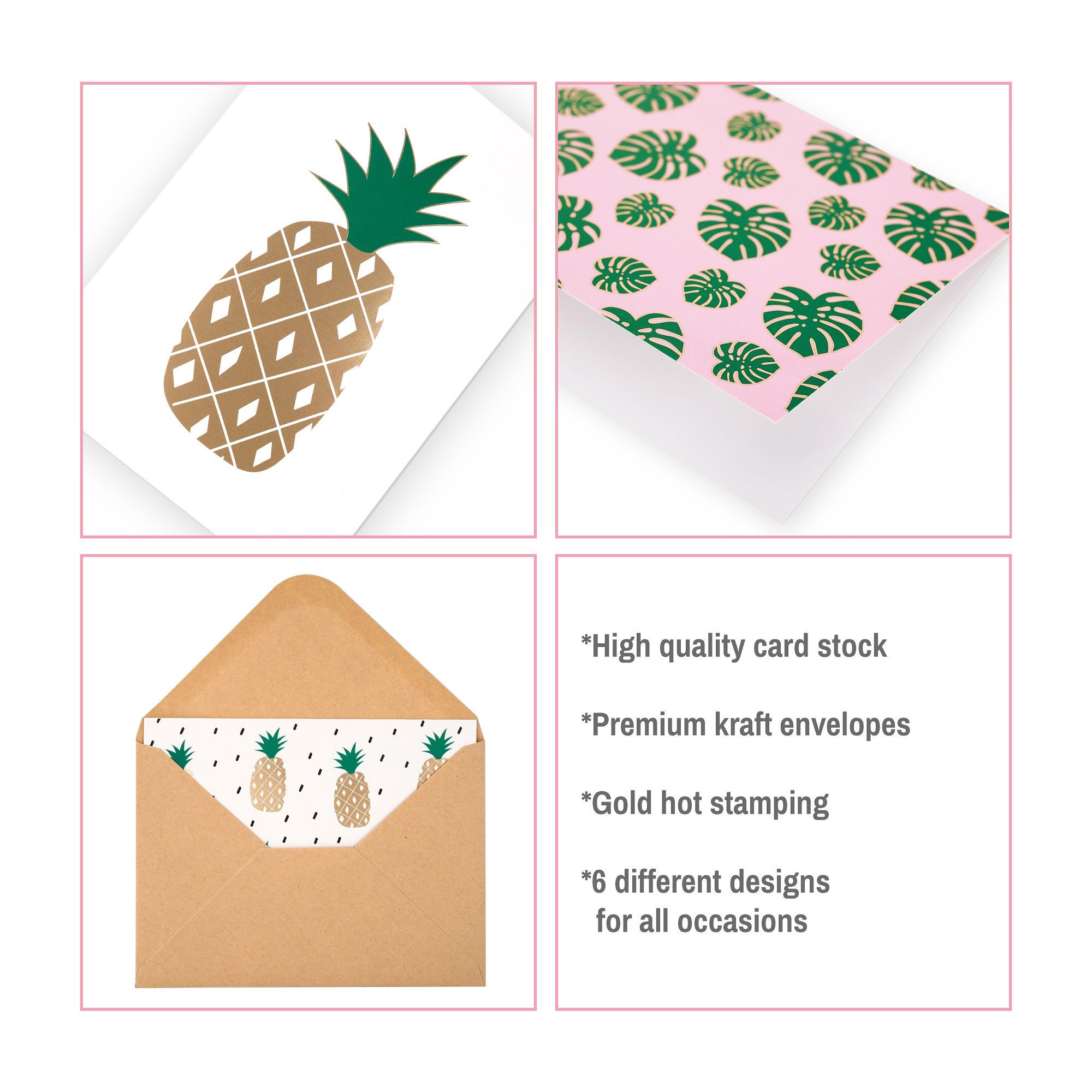 Blank Greeting Cards sets of 36 & 48 Fruit Pineapple - Etsy