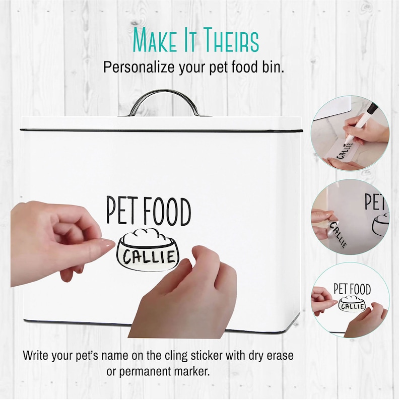White Pet Food Container Farmhouse Pet Food Storage Bin Dog - Etsy