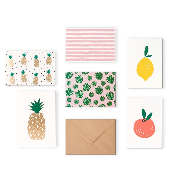 Blank Greeting Cards sets of 36 & 48 Fruit Pineapple - Etsy