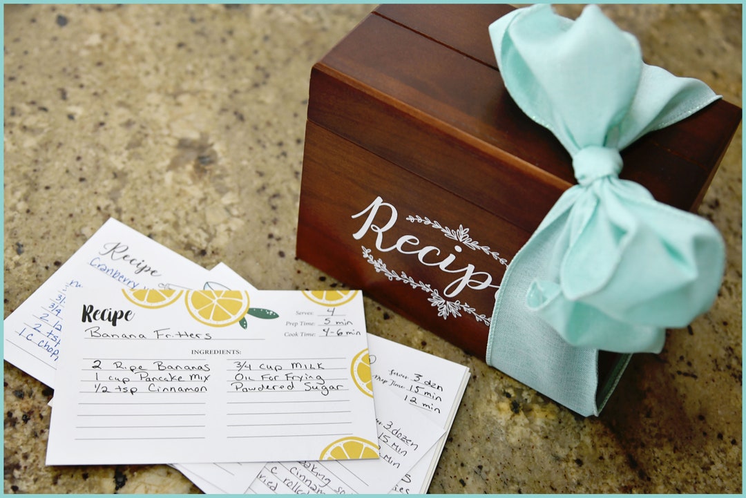 OUTSHINE Wooden Recipe Box With Cards and Dividers | Farmhouse Recipe ...