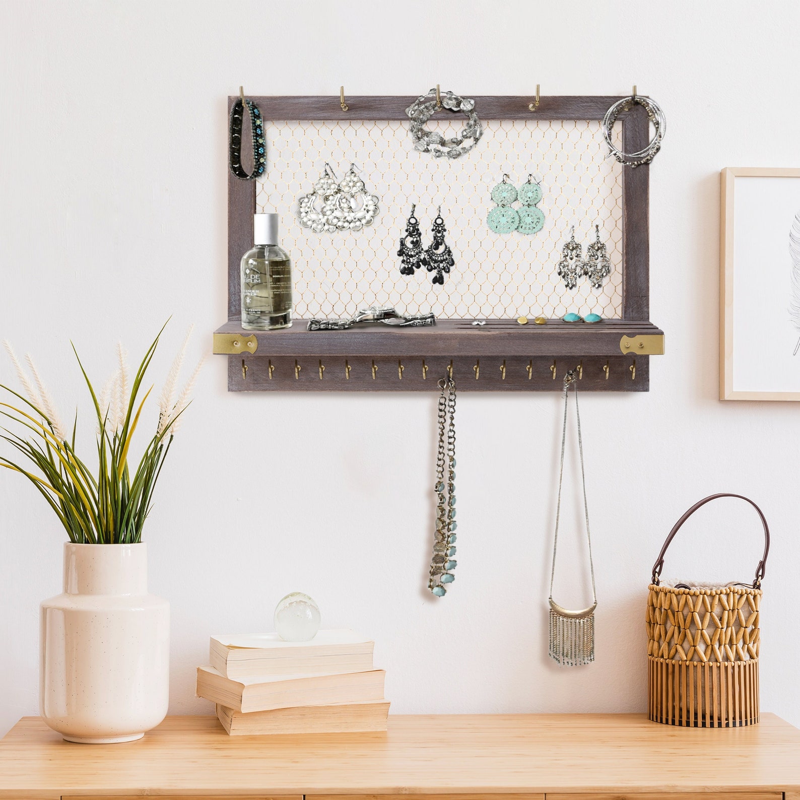 Rustic Jewelry Organizer Wall Mounted Jewelry Display Holder - Etsy