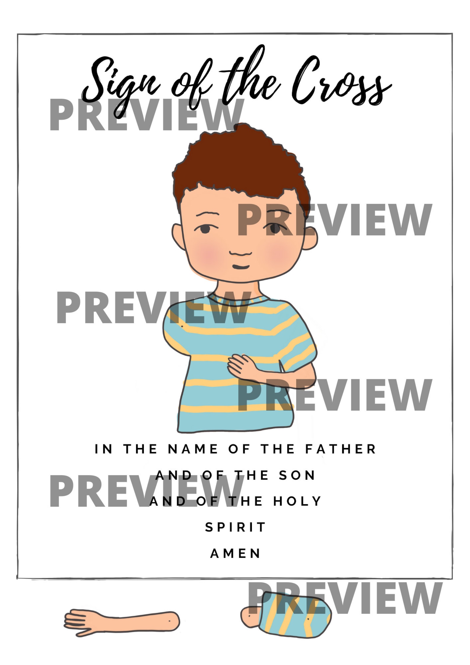 Printable Sign of the Cross Practice Card Prayer Aid Catechesis ...