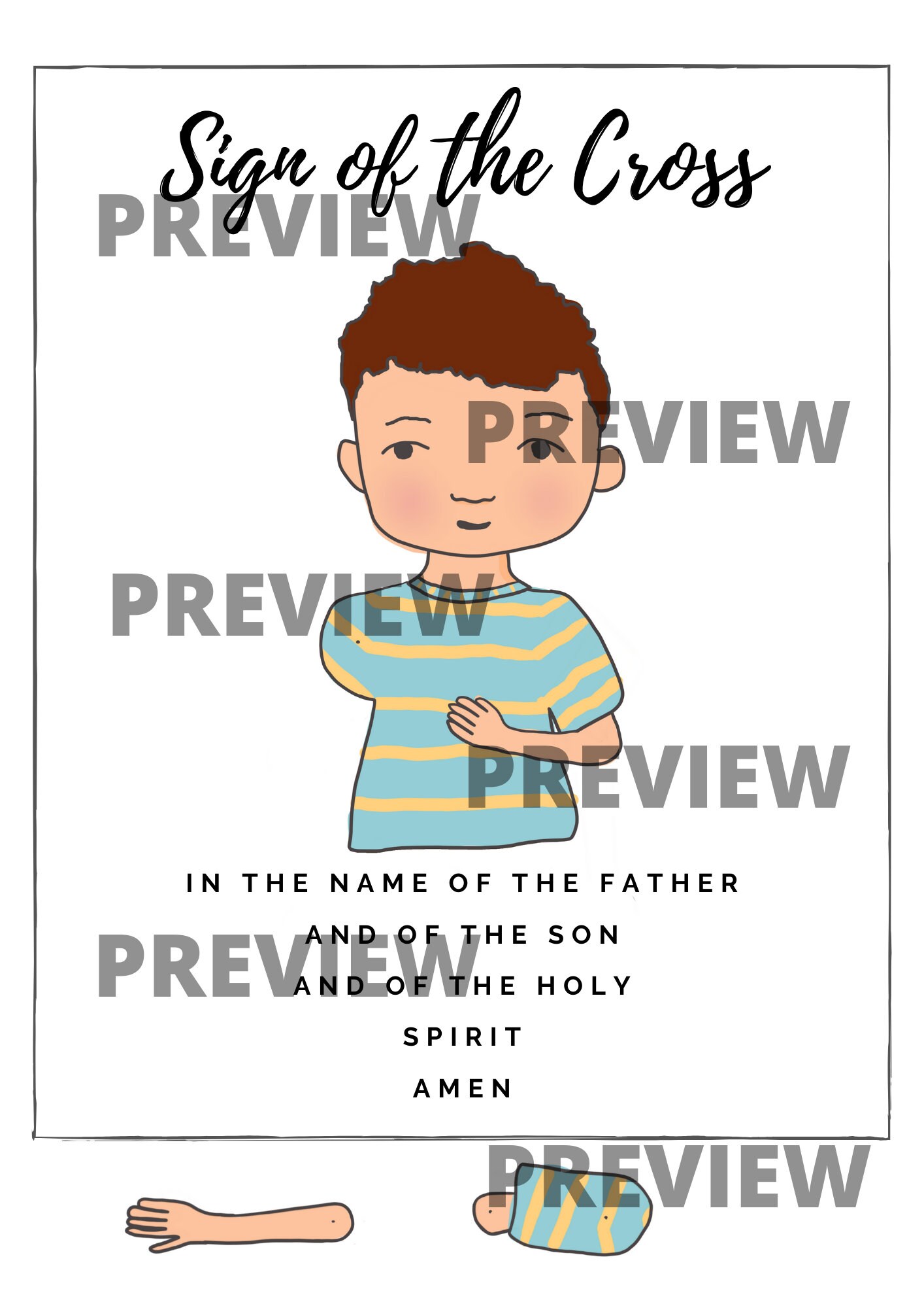 Printable Sign of the Cross Practice Card Prayer Aid Catechesis ...