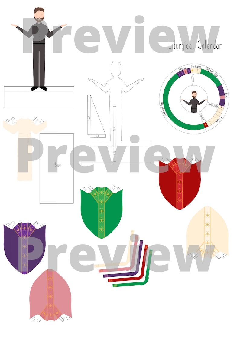 Latin Mass Priest Paper Doll Printable Miniature Vestments Catechesis ...