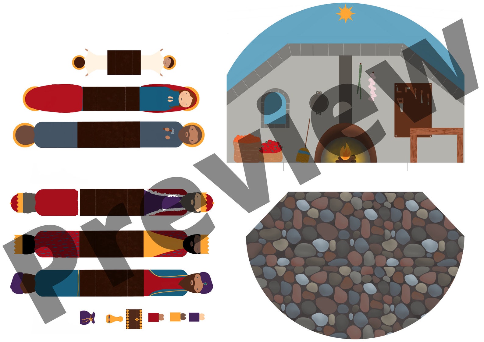 Printable Visitation of the Magi Diorama Three Wise Men Atrium Level 1 ...