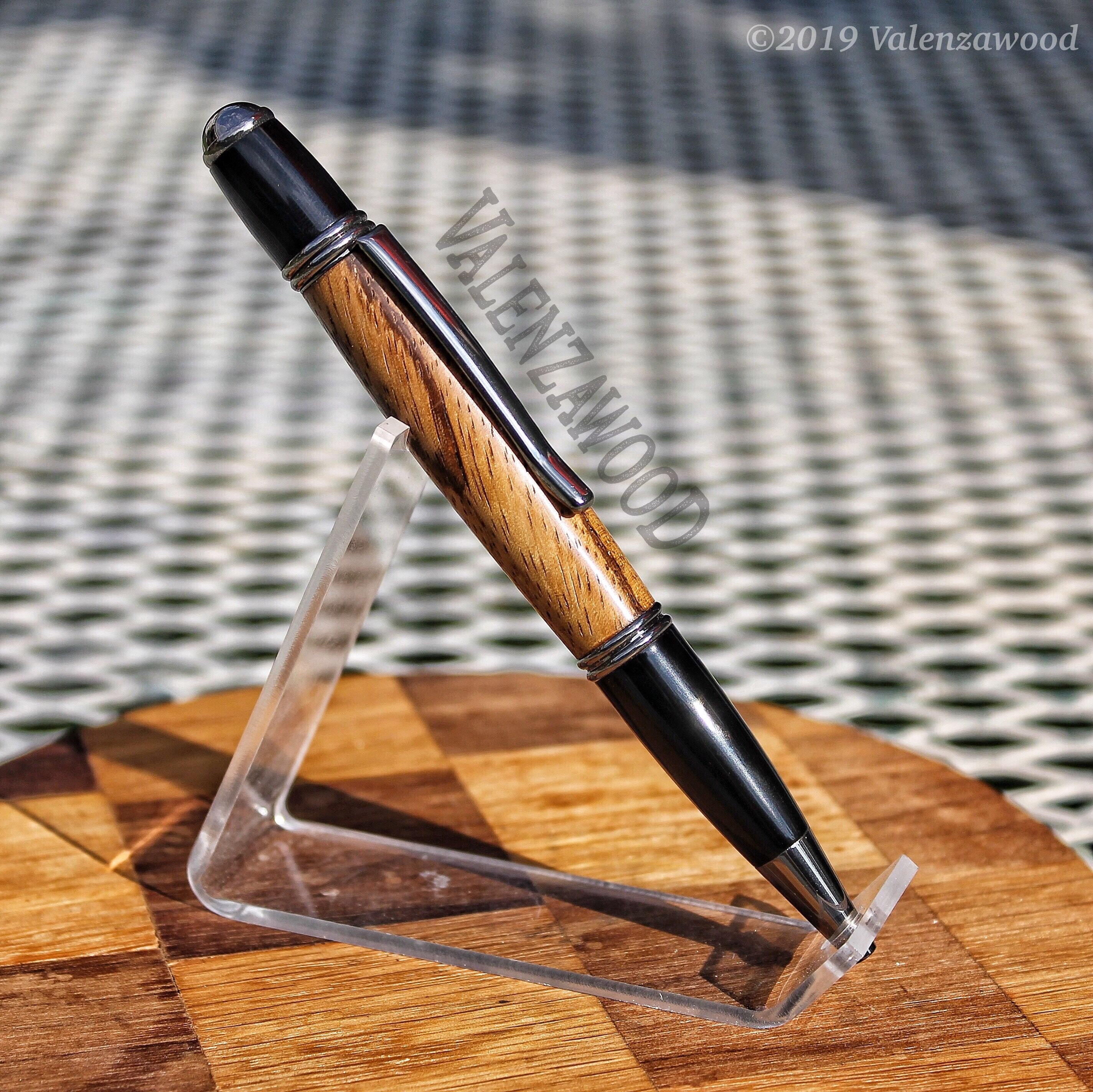 Zebrawood Rare Exotic Wood Pen, Black and Gunmetal Hardware, Twist ...
