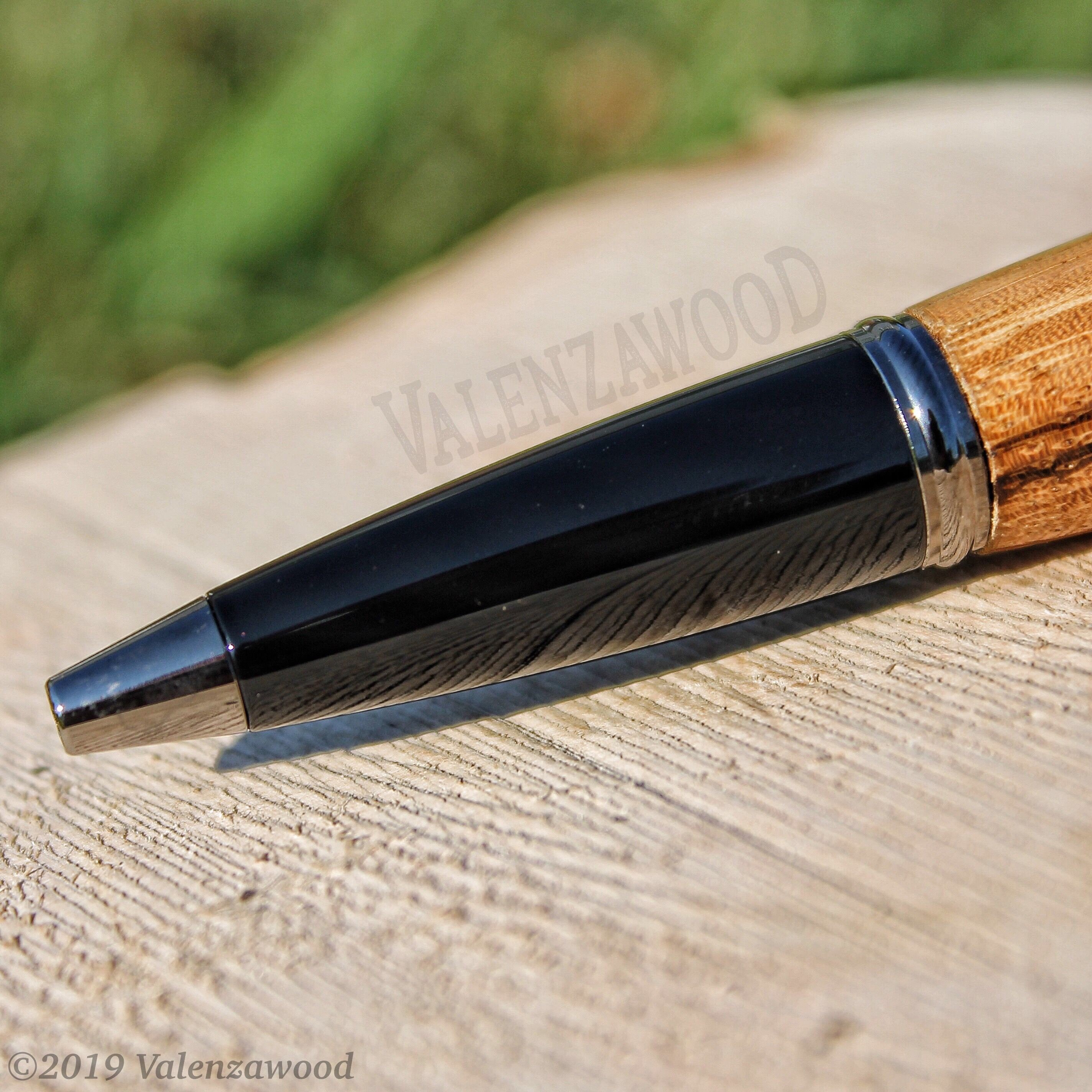Exotic West African Zebrawood, Black and Gunmetal Hardware, Retractable ...