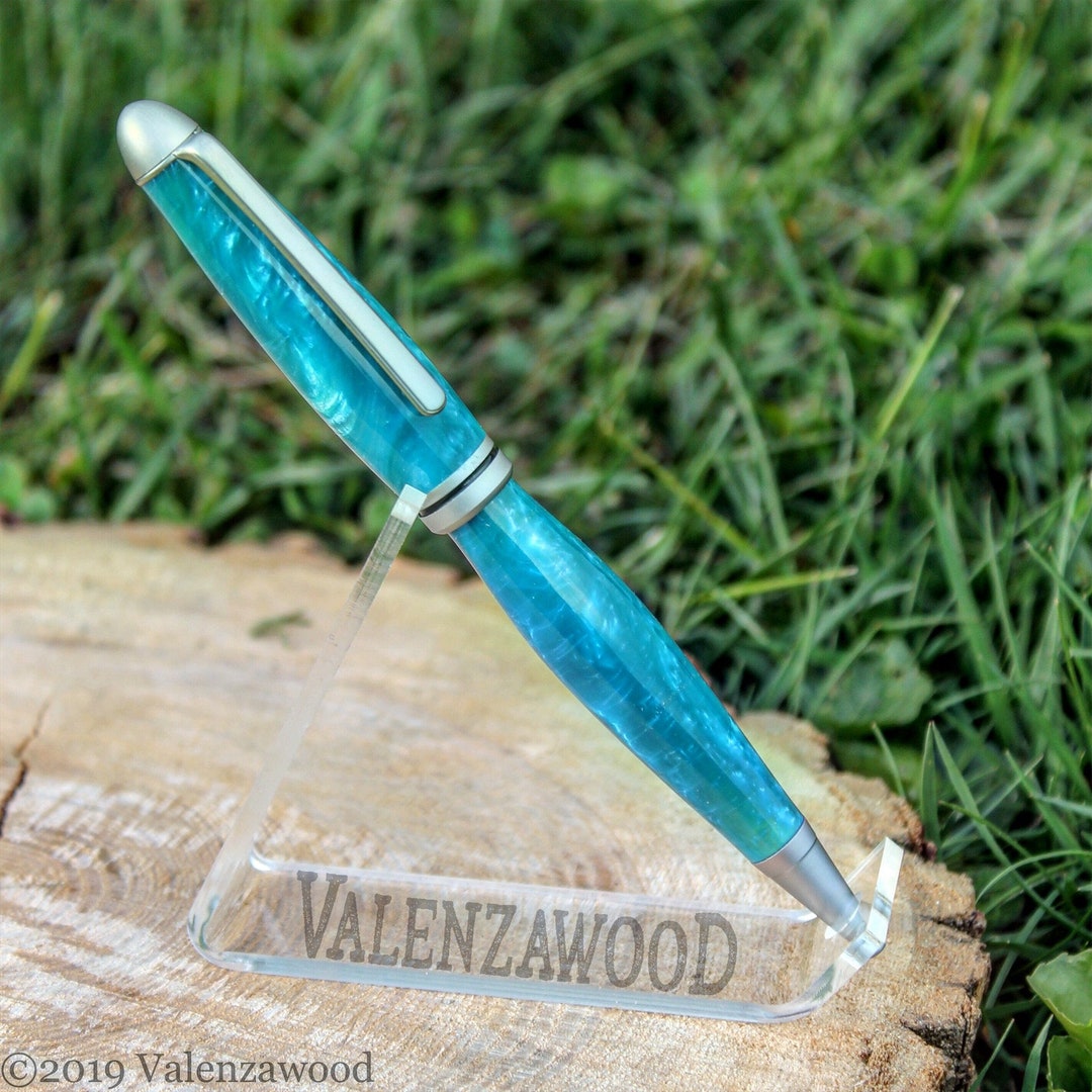 Turquoise Blue Shimmer Ocean Tropical Beach Swirl Pen Satin - Etsy