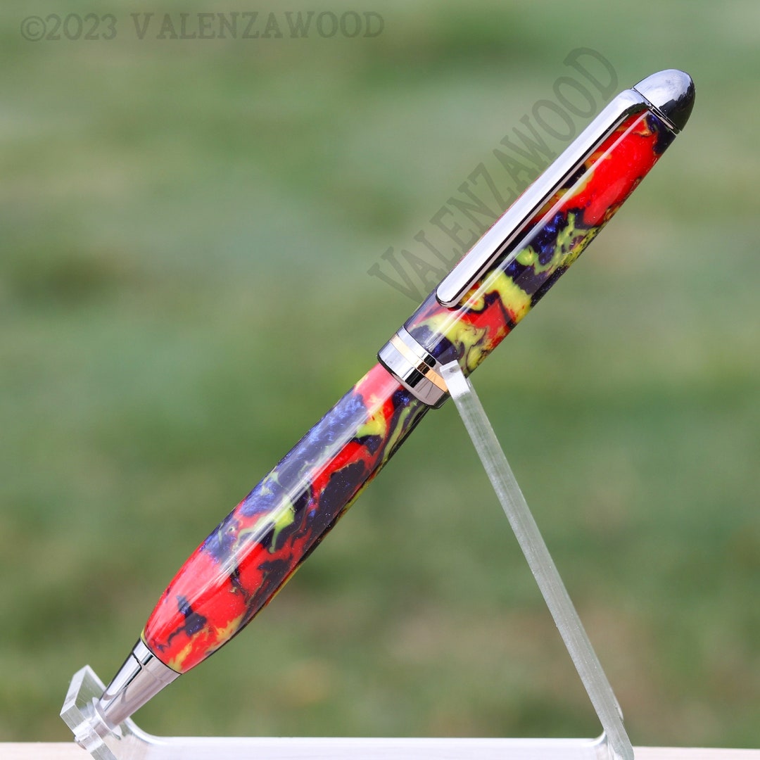 Red Yellow Orange Purple Swirl Jester Pen, Gunmetal Hardware, Black Ink ...