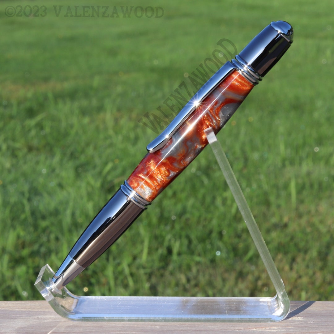 Molten Iron Pen, Chrome & Gunmetal Twist Action Hardware, Black Ink ...