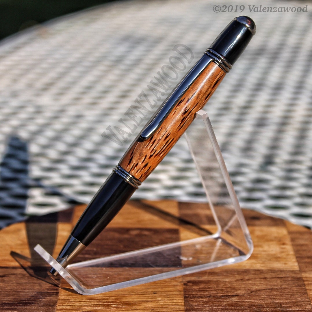 Red Palm Rare Exotic Wood Pen, Black and Gunmetal Hardware, Black Ink ...