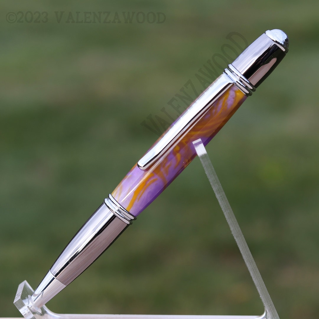 Swirl Shimmer Ballpoint Pen, Purple Violet Amber Orange Gold, Black Ink ...
