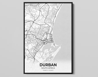 Map of Durban South Africa - Etsy