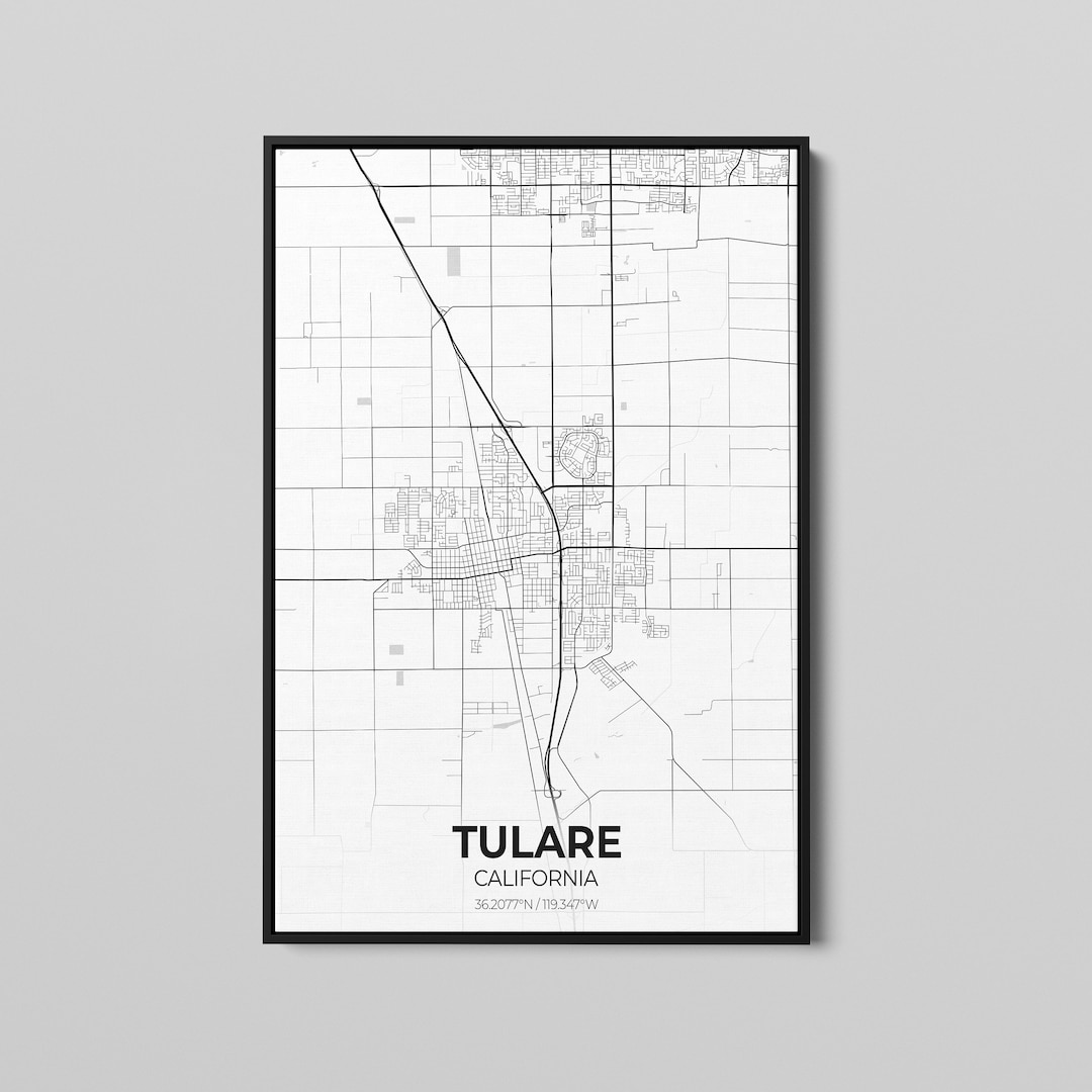 Tulare California City Map Poster Art, Map of Tulare, Poster City Map ...