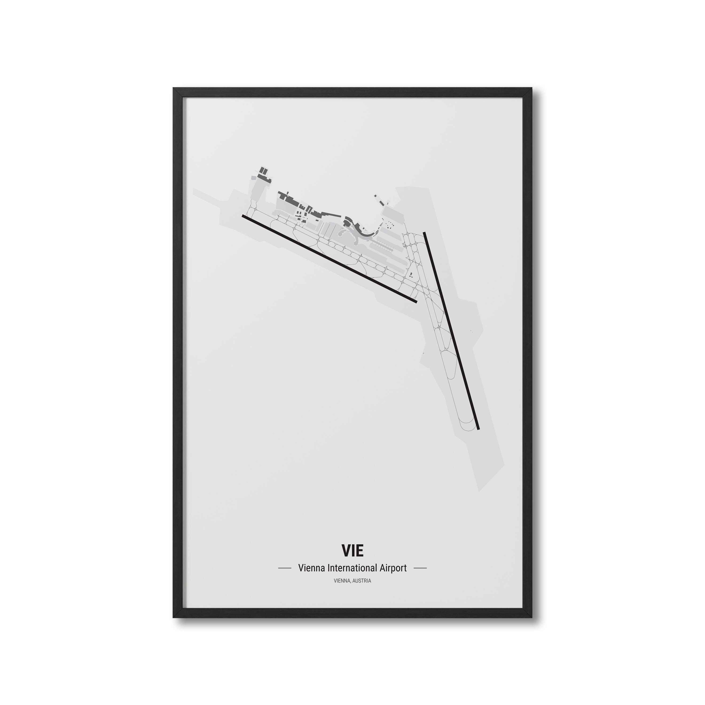 VIE Vienna International Airport Print Vie Airport Map Gift - Etsy