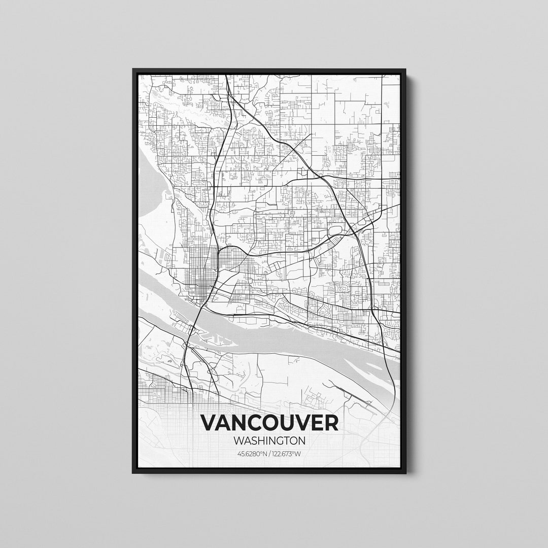 Vancouver Washington City Map Poster Art, Map of Vancouver, Poster City ...