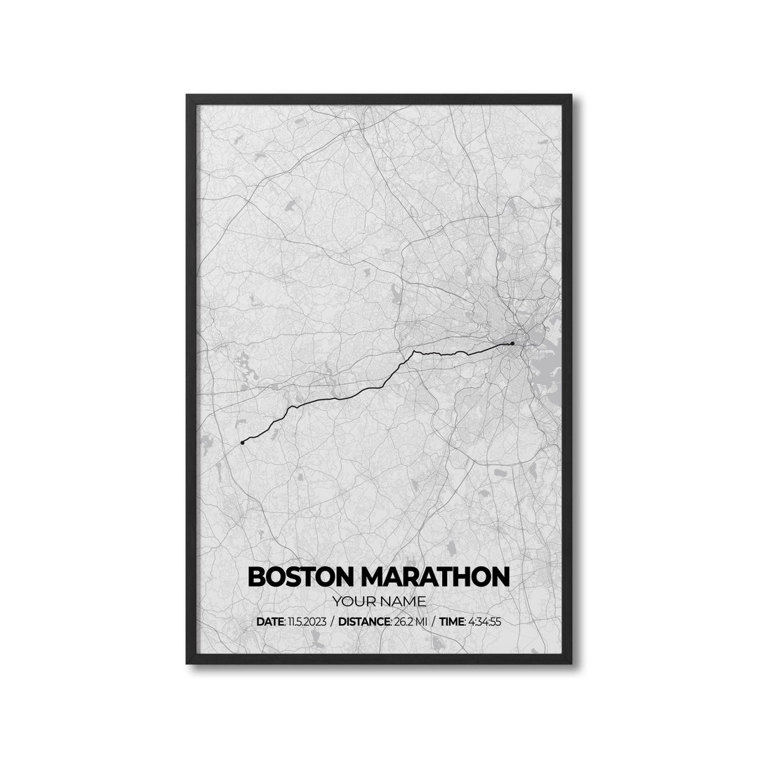 Custom Boston Marathon, Personalized Marathon Route Map, Strava Route ...