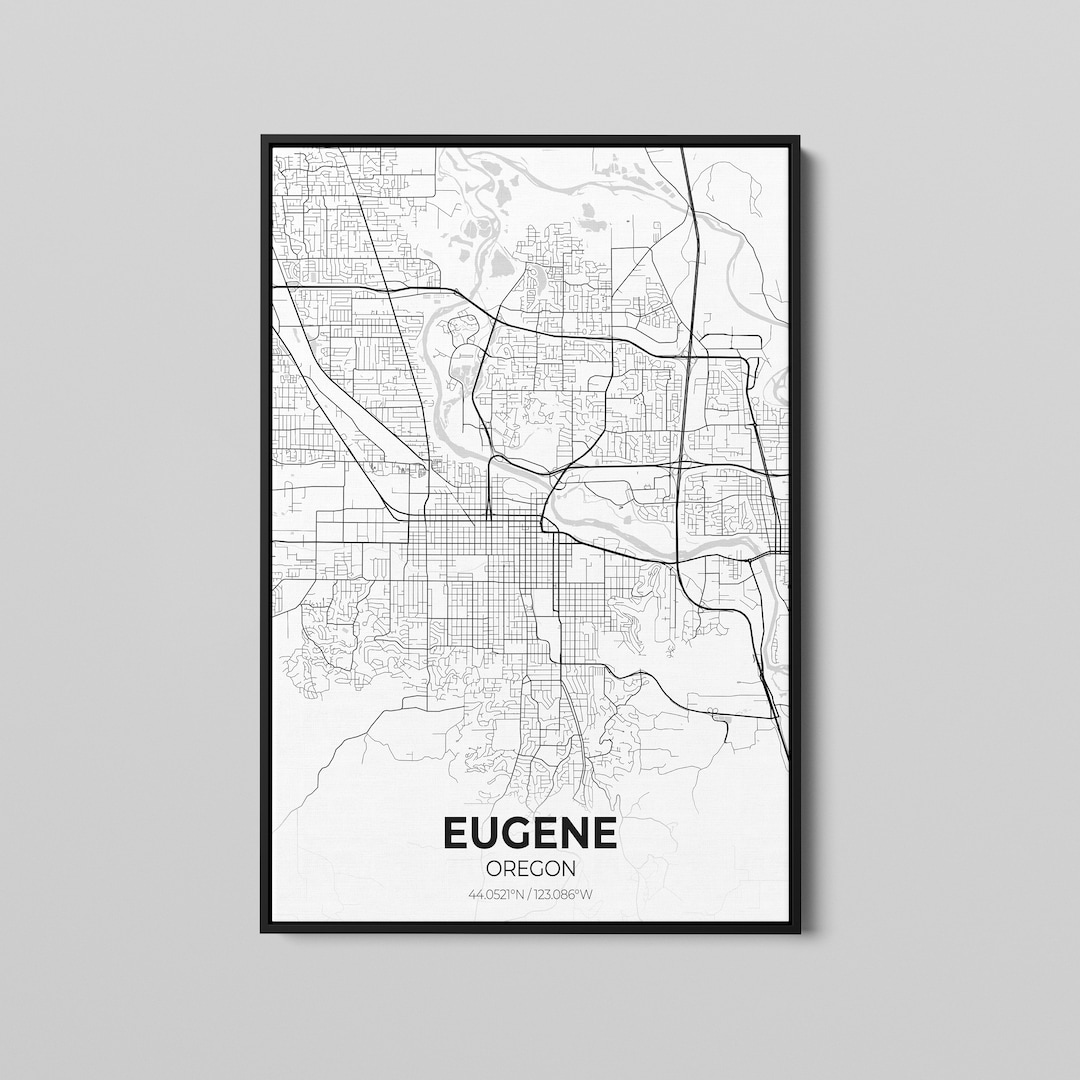 Eugene Oregon City Map Poster Art, Map of Eugene, Poster City Map Art ...