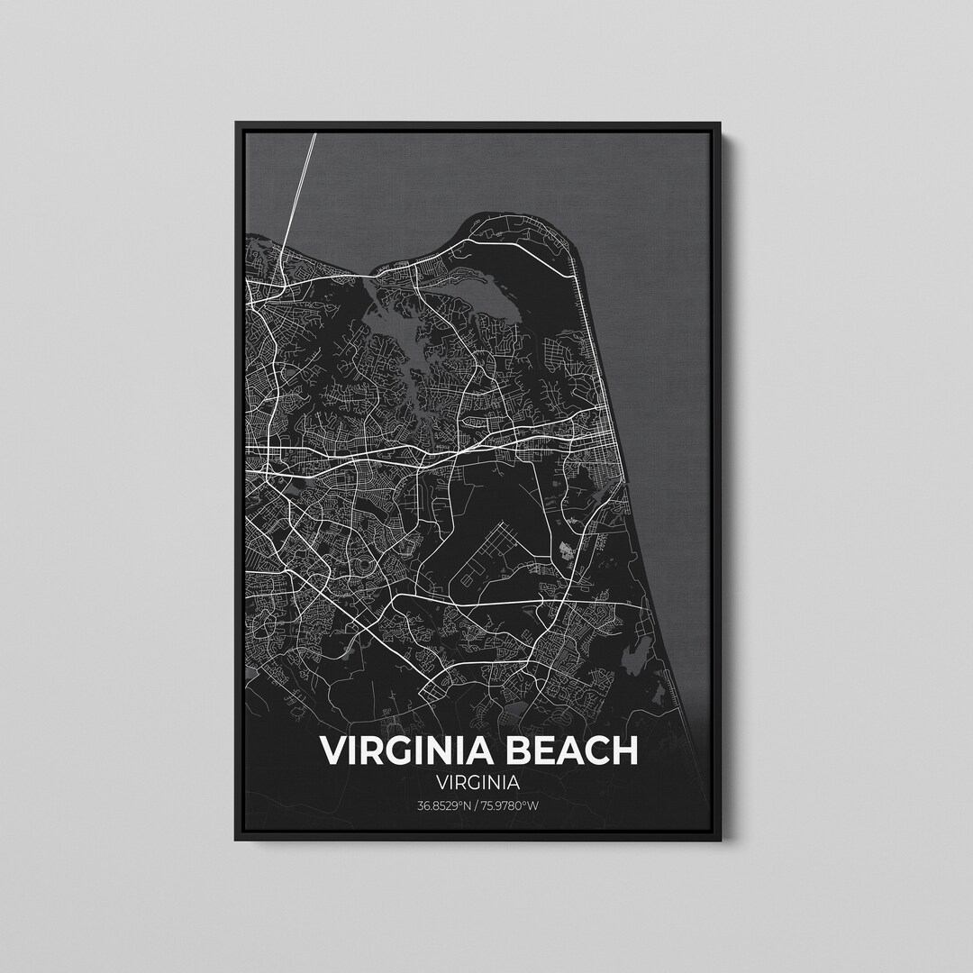 Virginia Beach City Map Poster Art Map of Virginia Beach - Etsy