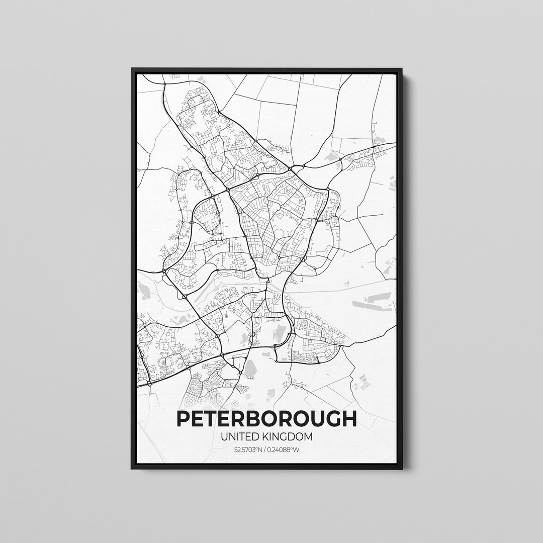 Peterborough UK City Map Poster Art Map of Peterborough - Etsy