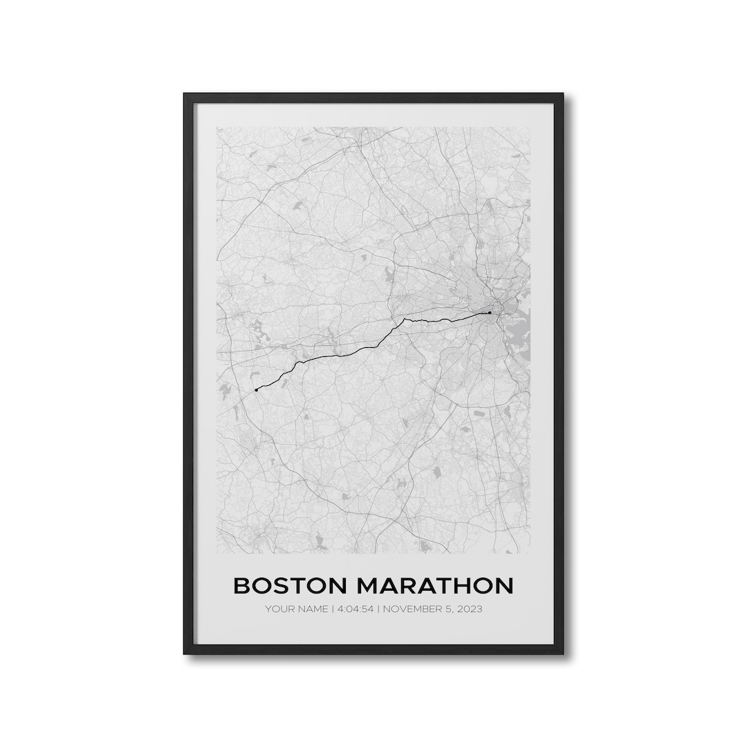 Custom Boston Marathon, Personalized Marathon Route Map, Strava Route ...