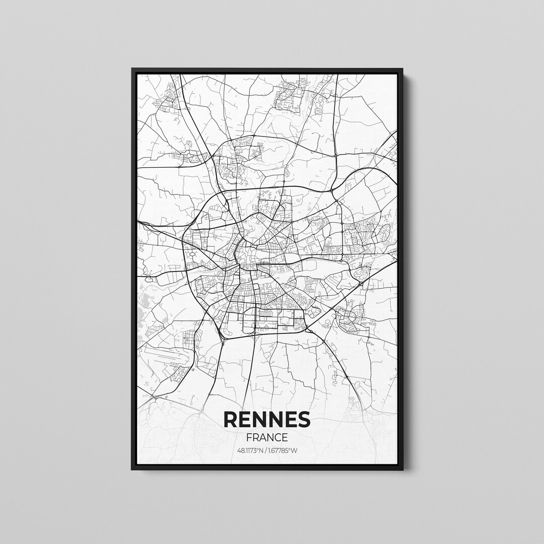 Rennes France City Map Poster Art, Map of Rennes, Poster City Map Art ...
