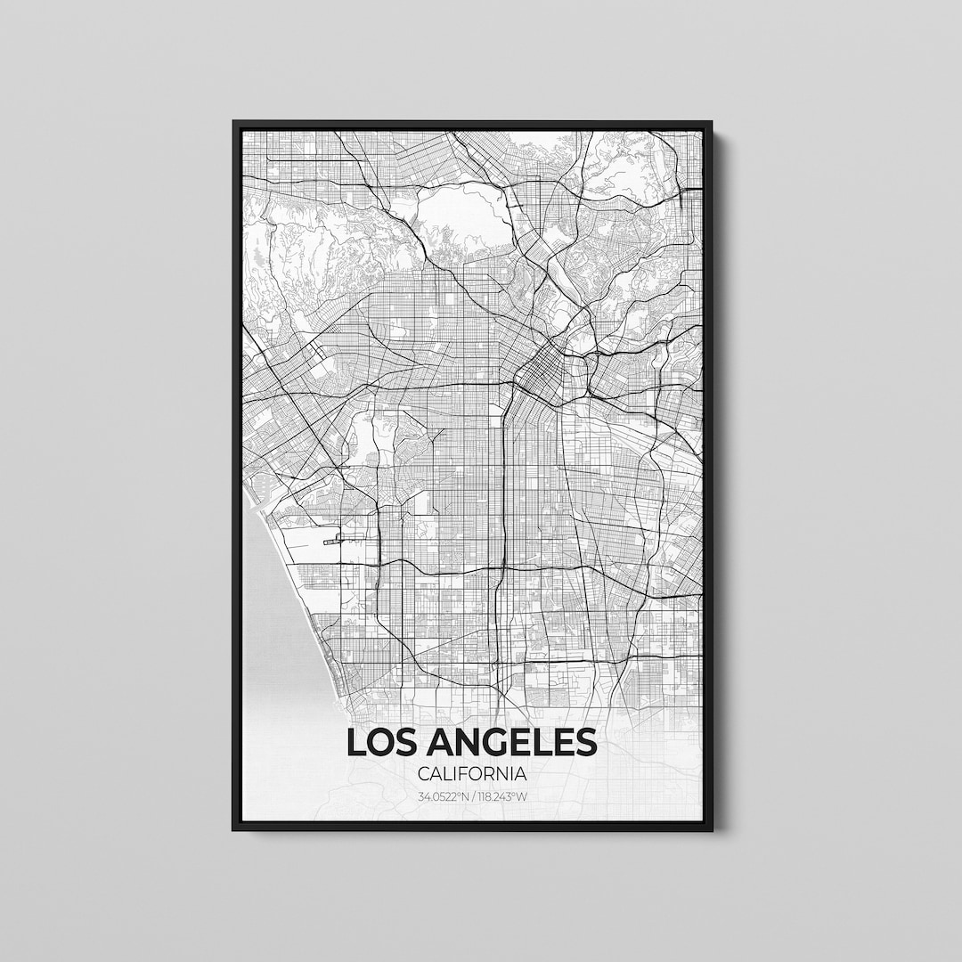 Los Angeles California City Map Poster Art Map of Los - Etsy