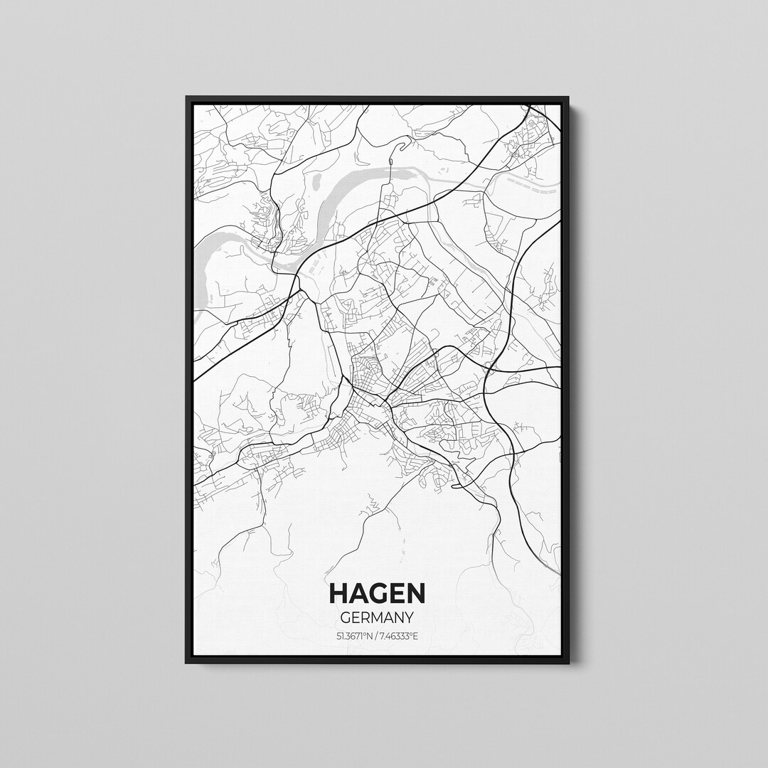Hagen Germany City Map Poster Art, Map of Hagen, Poster City Map Art ...