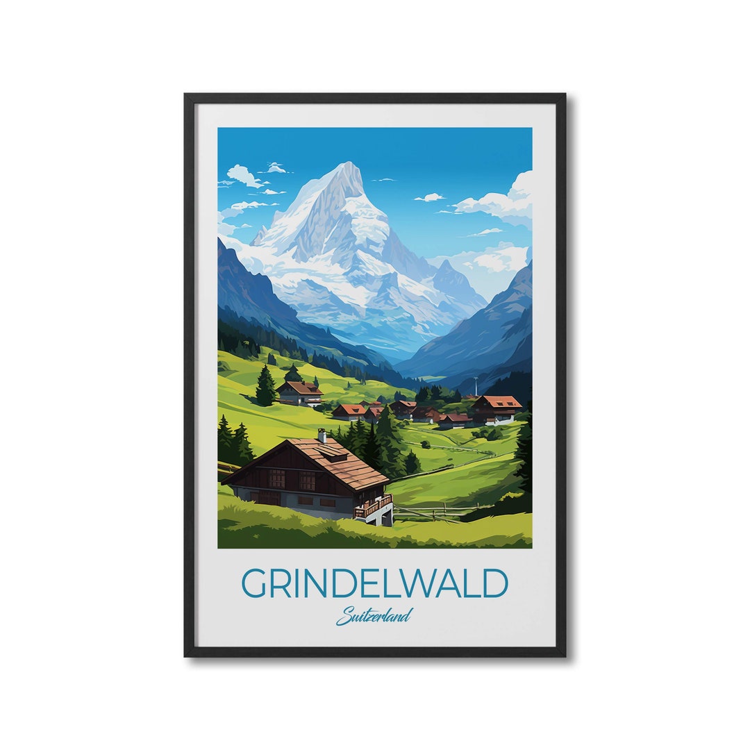 Grindelwald Switzerland Travel Art Grindelwald Travel Print - Etsy