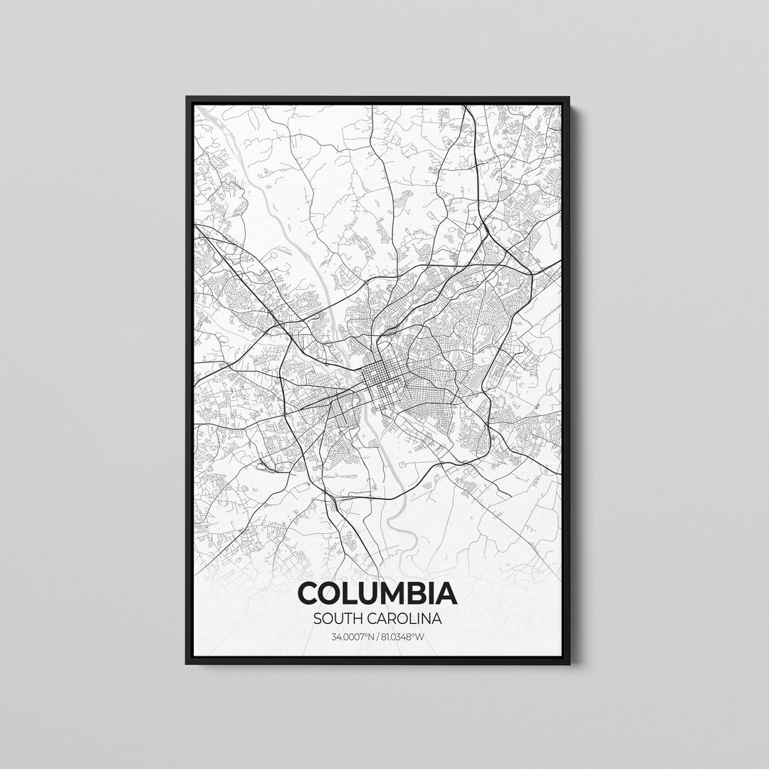 Columbia South Carolina City Map Poster Art, Map of Columbia, Poster ...