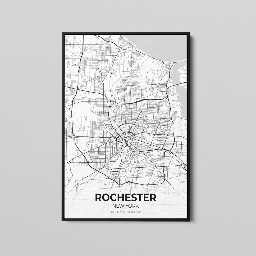 Rochester New York City Map Poster Art, Map of Rochester, Poster City ...
