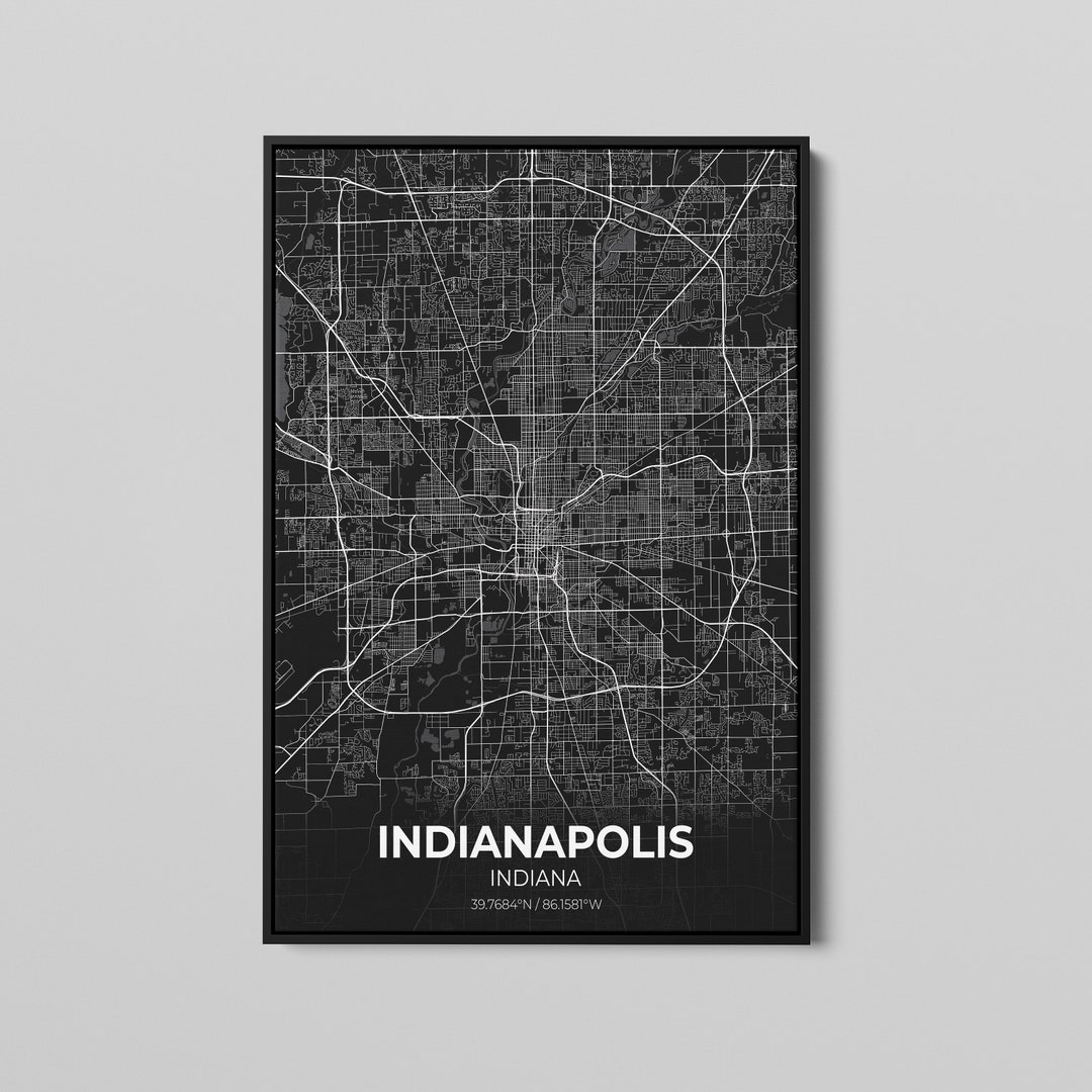 Indianapolis Indiana Stadt Karte Poster Art, Karte von Indianapolis ...