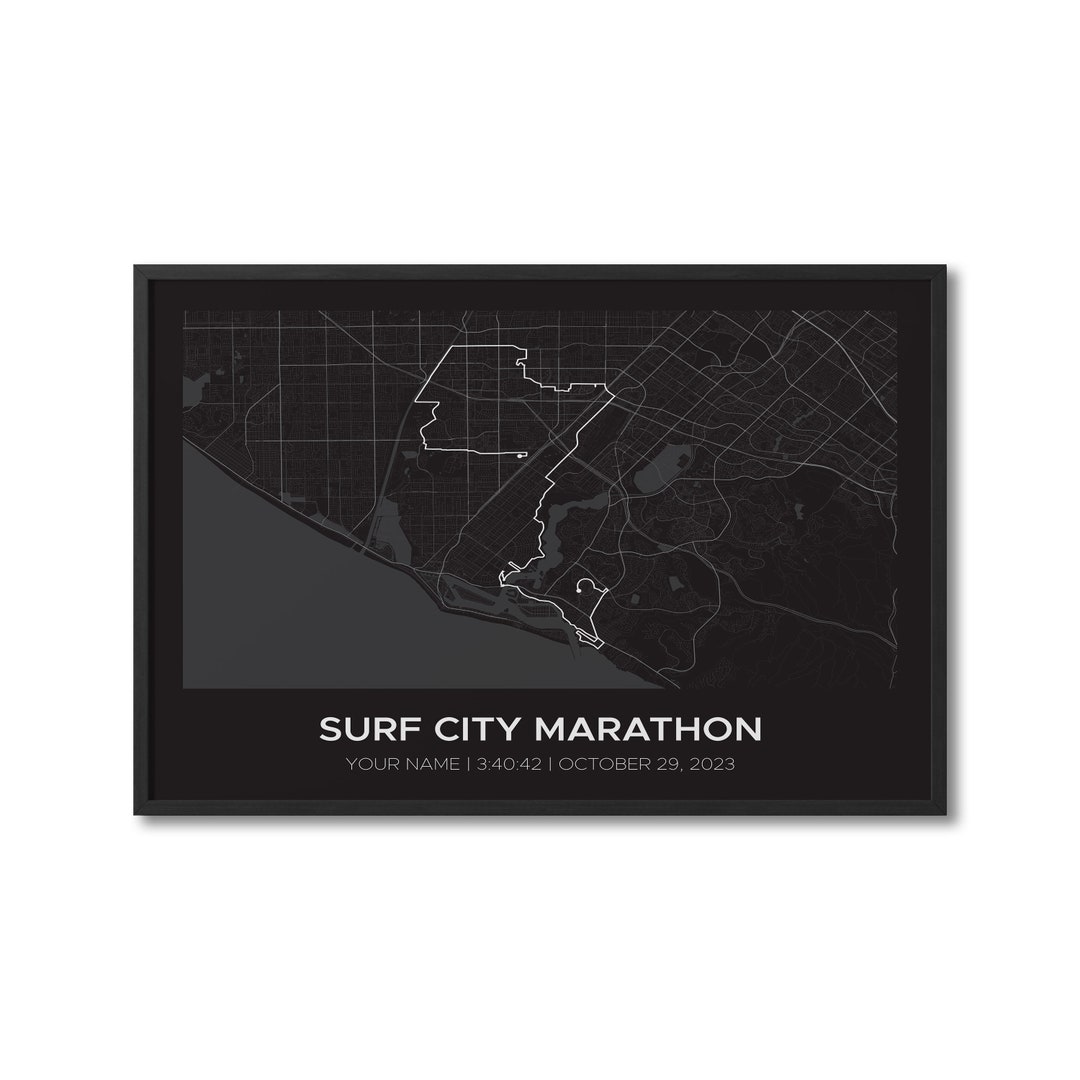 Custom Surf City Marathon, Personalized Marathon Route Map, Strava ...
